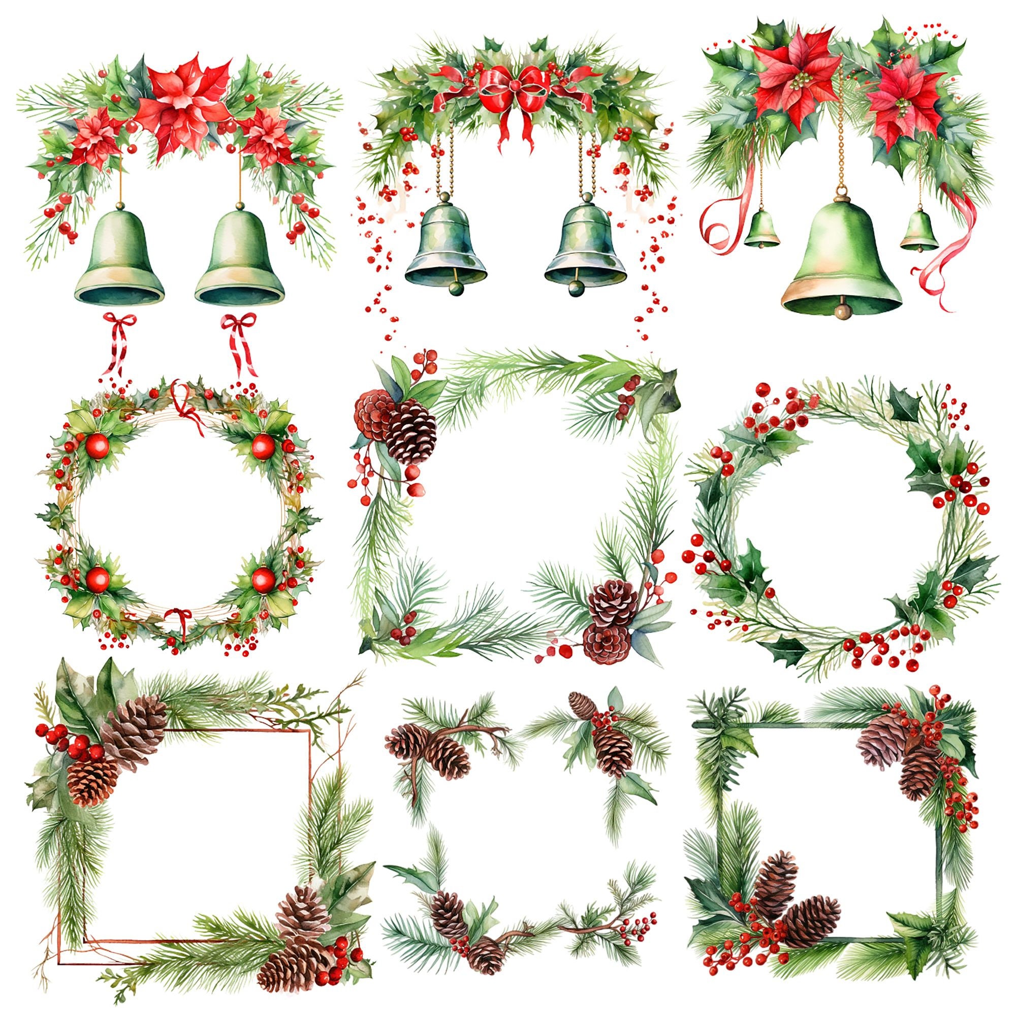 25 Christmas Frames Clipart, Jpgs,christmas Clipart, Frames Clipart ...