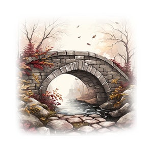 10 Cobblestone Bridge Clipart, Watercolor Clipart, Jpgs, Commercial Use ...