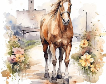 Happy Birthday Horse Clipart Flag, Printable, Watercolor, High Quality ...