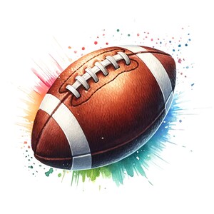 33 JPG, Watercolor Sports Clipart Bundle, Watercolor Sports Football ...