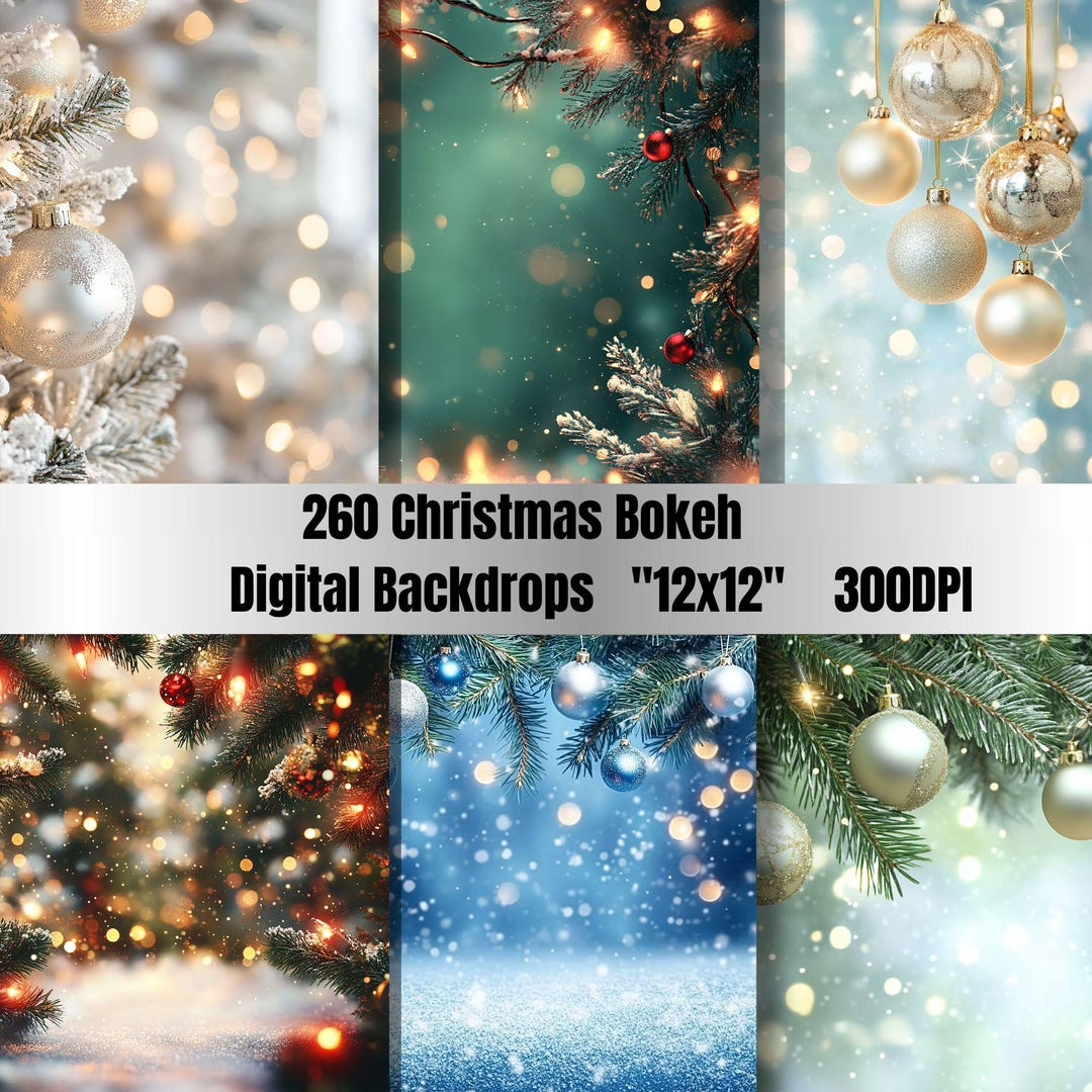 260 Jpgs Christmas Bokeh Digital Backdrops, Christmas Digital Backdrops ...