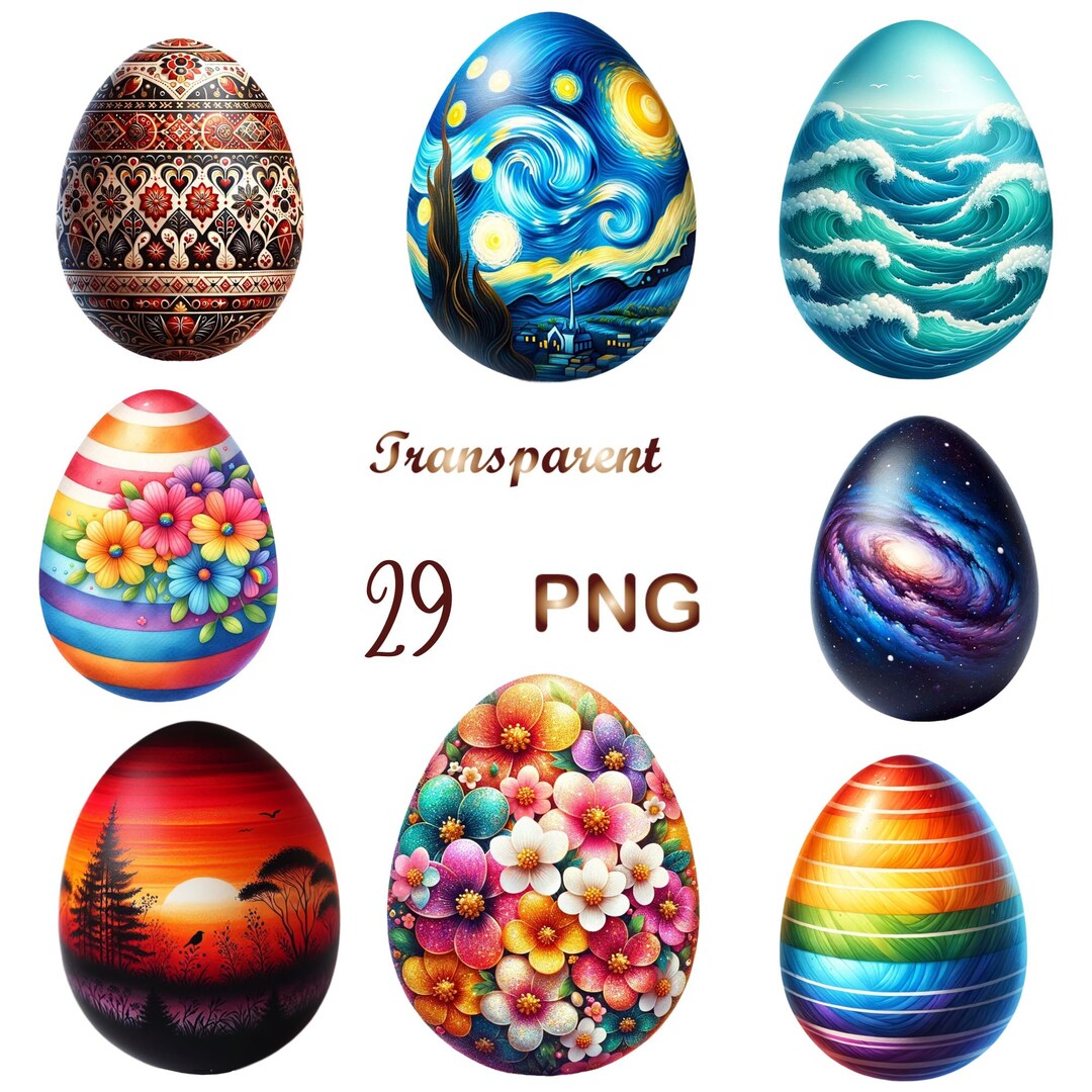 25 PNG, Easter Eggs Clipart Bundle, Easter Clipart, Eggs Clipart Bundle ...