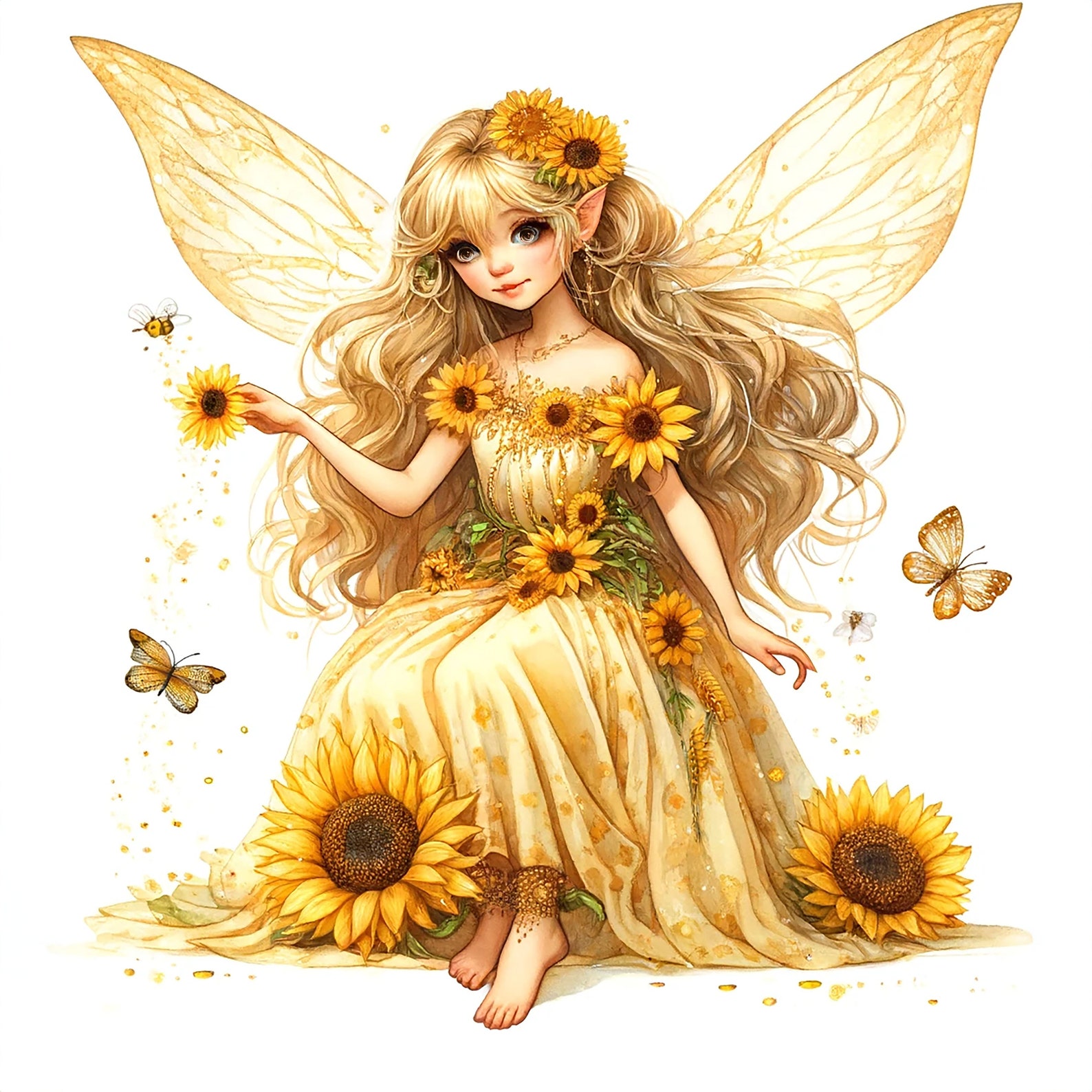 26 PNG, Sunflower Fairy Clipart Bundle, Sunflower Fairy Clipart ...