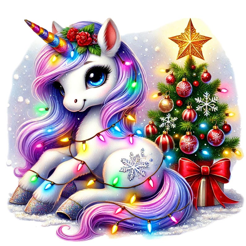 30 PNG Christmas Unicorns Clipart Bundle, Set 5, Festive Unicorn ...