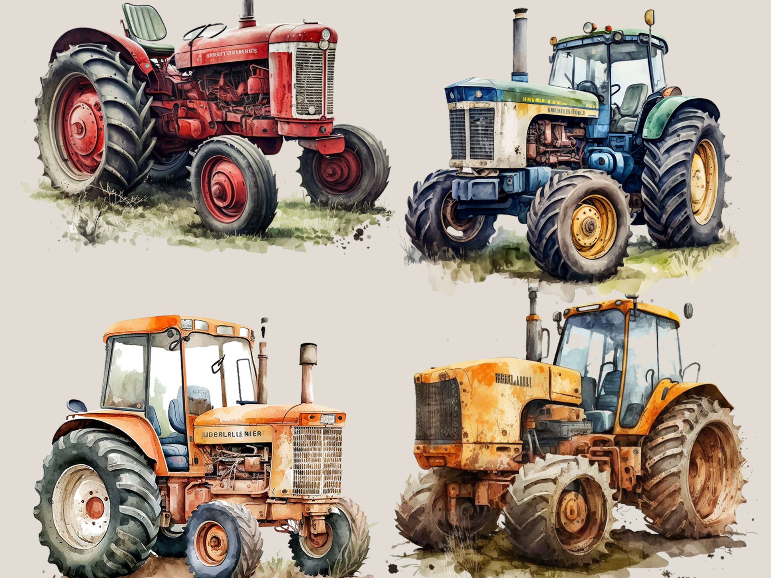 22 Watercolor Farm Tractor Png, Tractor Png, Tractor Farm Png, Farm ...