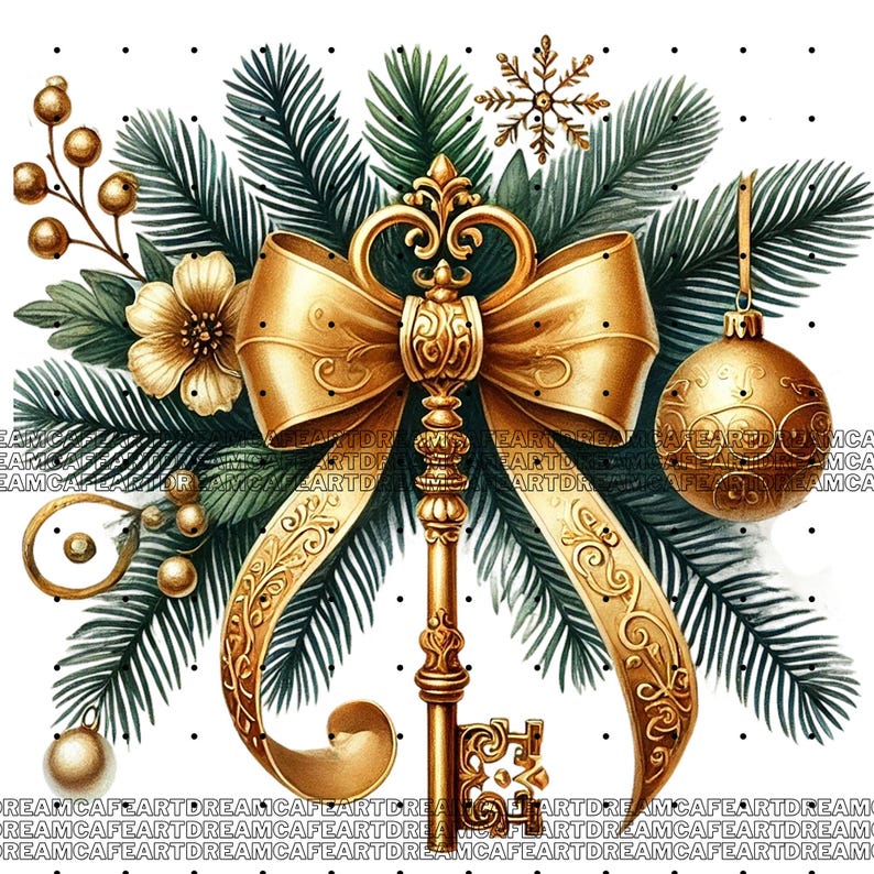 42 PNG Golden Christmas Decor Clipart Bundle,set1,holiday Decoration ...