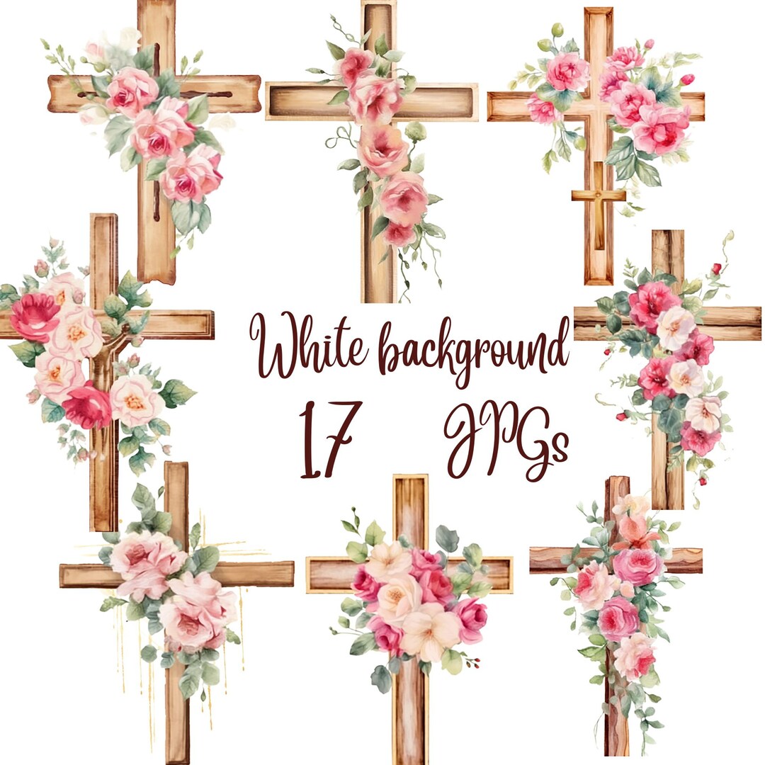 17 Pastel Boho Floral Cross Clipart Jpgs Paper Crafts Wooden - Etsy