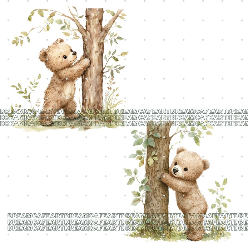 Watercolor Baby Bear Clipart, PNG, Clipart Bear, Woodland Animals, Cute ...