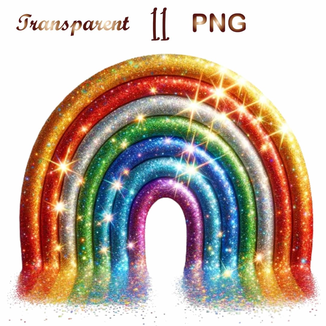 11 Rainbow Clipart Bundle Png,sun,clouds,rainbow Png, Glitter Rainbow ...
