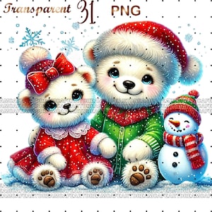 31 PNG, Christmas Polar Bear Clipart Bundle, Polar Bear Clip Art, Cute ...