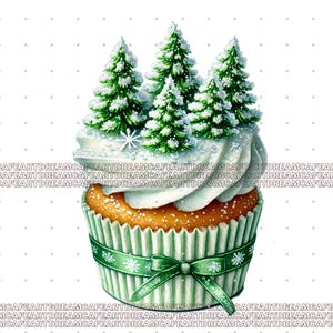 40 PNG, Christmas Cupcakes Clipart Bundle, Set1, Festive Holiday ...