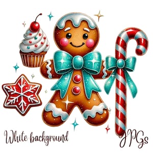 60 JPG, Gingerbread Man Clipart Bundle, Christmas Clipart, Festive ...