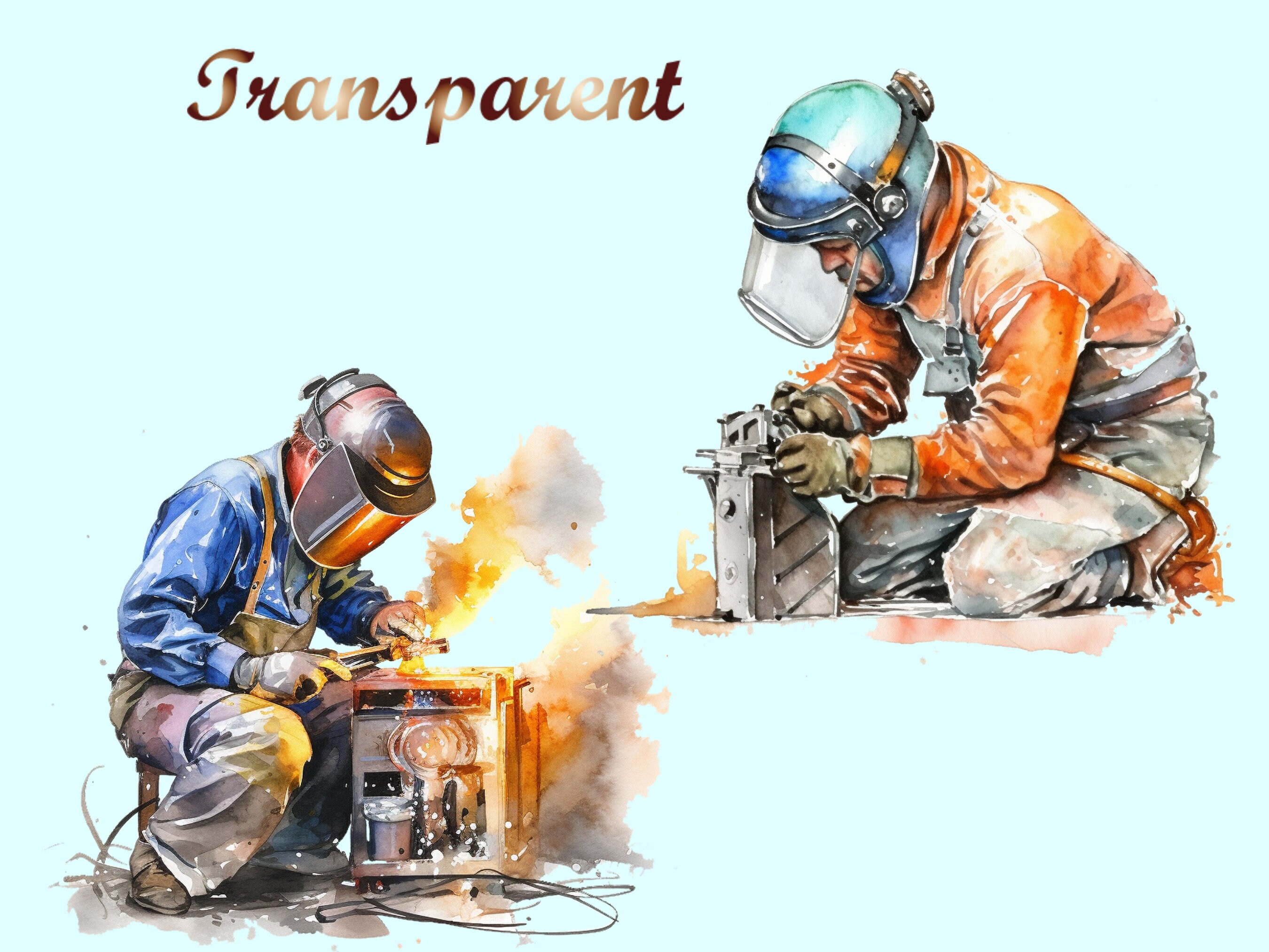 8 Welder Watercolor Welding Clipart Iron Worker PNG Commercial Use ...