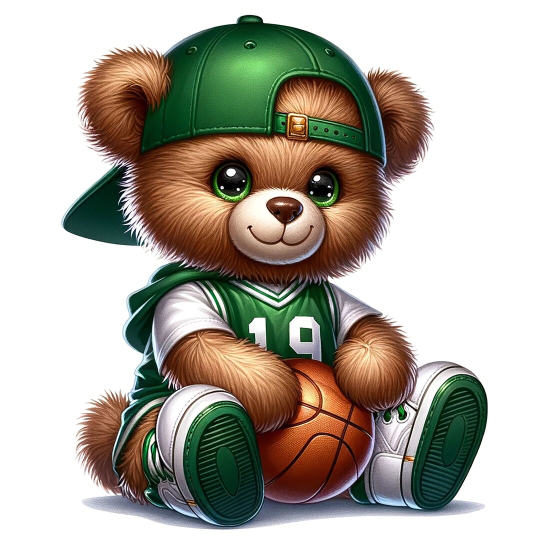 35 JPG, Watercolor Basketball Teddy Bear Clipart Bundle, Teddy Bear ...