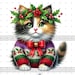 25 PNG Christmas Kitten Clipart Bundle, Set 6, Cute Christmas Cats ...