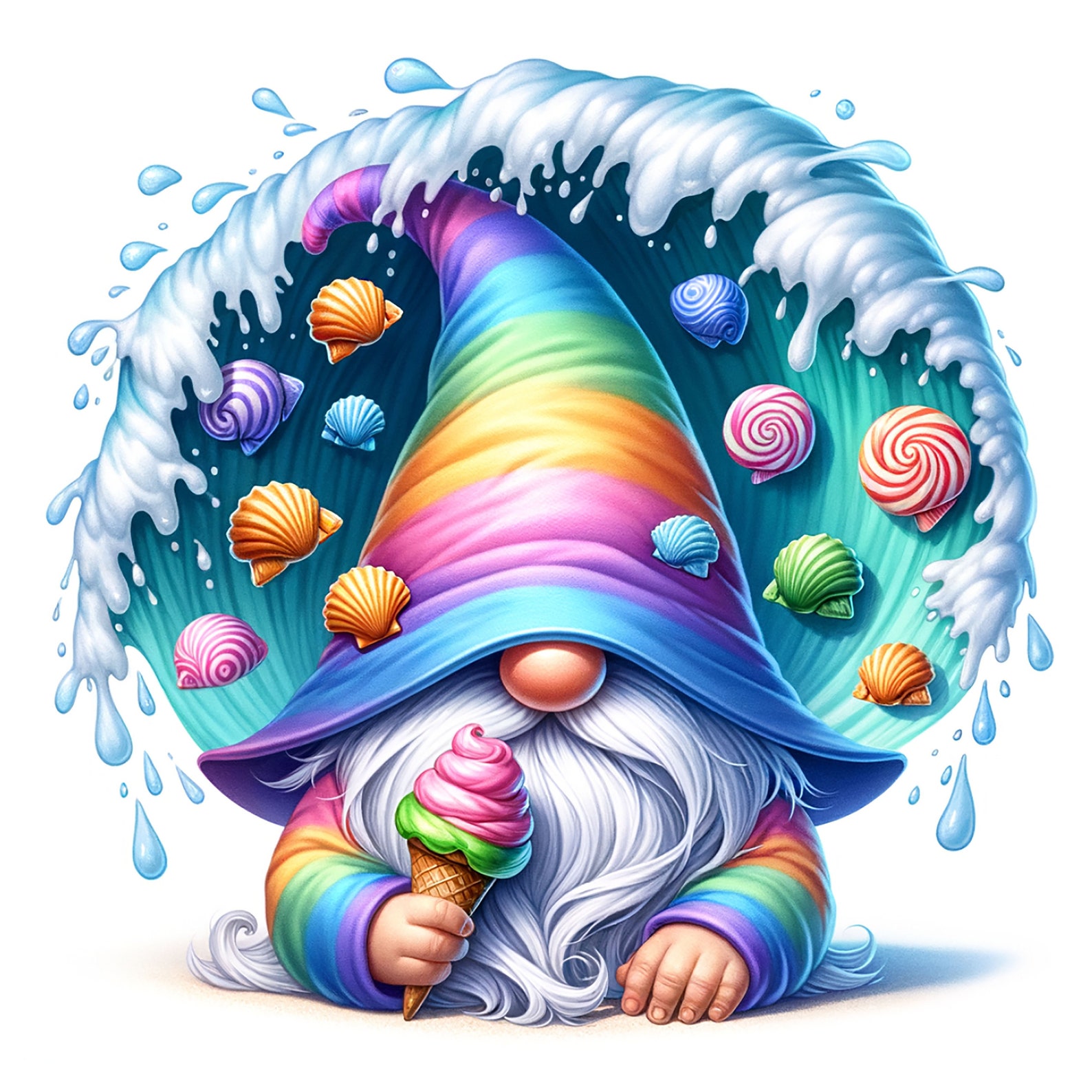 27 PNG, Ice Cream Gnome Clipart, Gnome Clipart Bundle,summer Gnomes ...