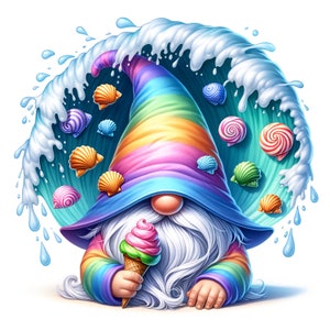 27 PNG, Ice Cream Gnome Clipart, Gnome Clipart Bundle,summer Gnomes ...