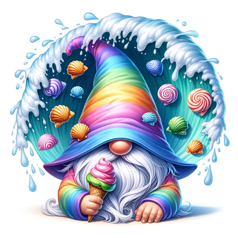 27 PNG, Ice Cream Gnome Clipart, Gnome Clipart Bundle,summer Gnomes ...
