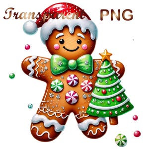 Gingerbread Man Clipart Bundle, 110 PNG Christmas Clipart, Festive ...