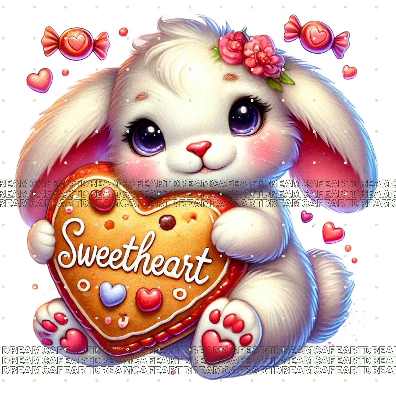 Valentine Bunny Clipart Bundle – 42 Cute Pngs Rabbits, Hearts, Roses ...