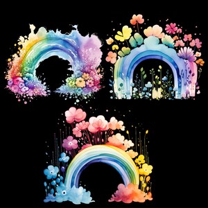 17 Watercolor Pastel Rainbow Clipart Bundle Png,sun,clouds,rainbow Png ...