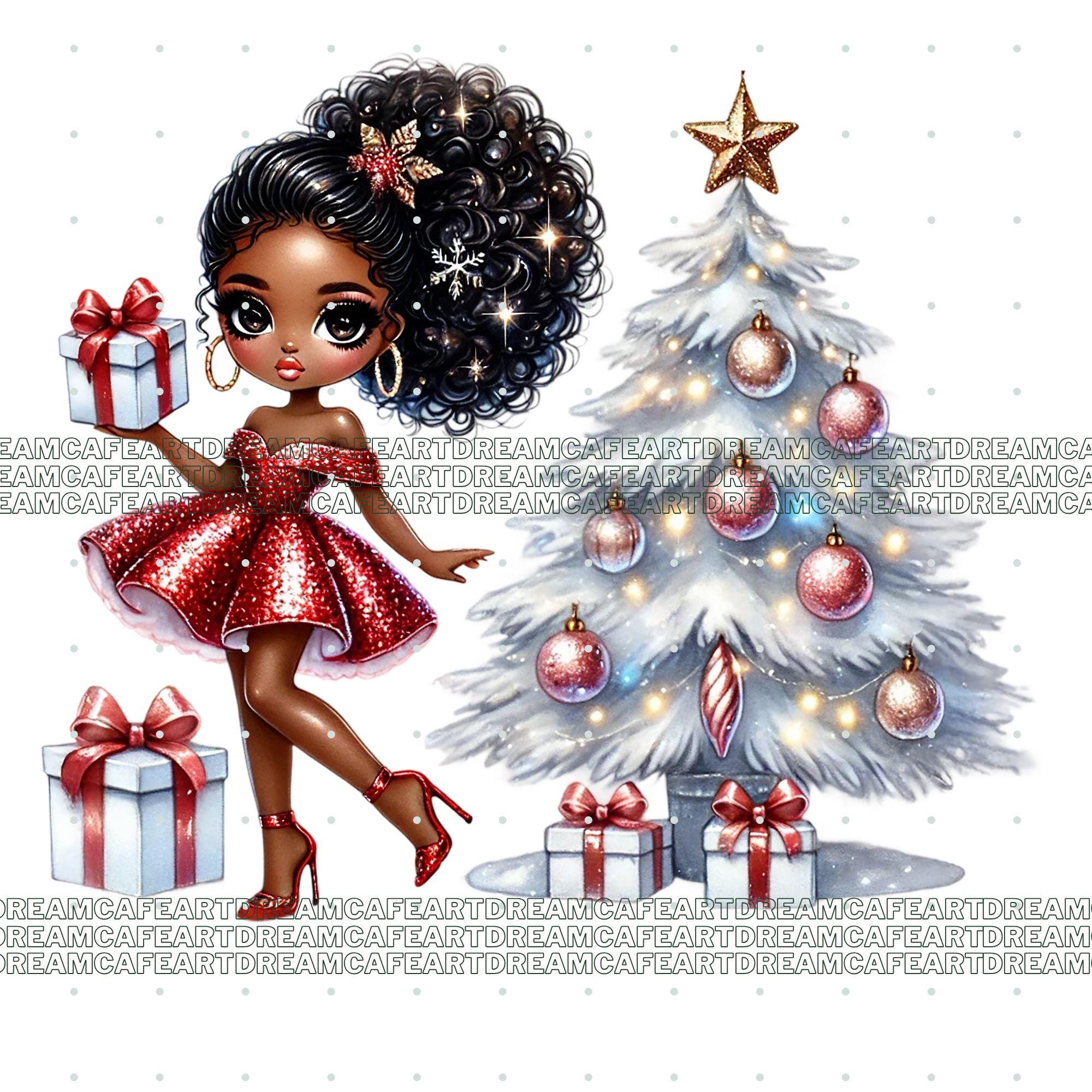 27 PNG Afro-american Christmas Girls Clipart | Glam Holiday Women ...