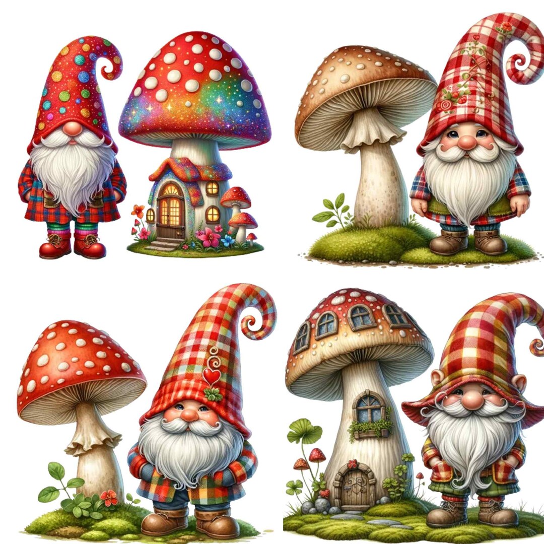 14 Gnome Clipart Bundle, Gnome Clipart, Gnome Png, Gnome Graphics ...