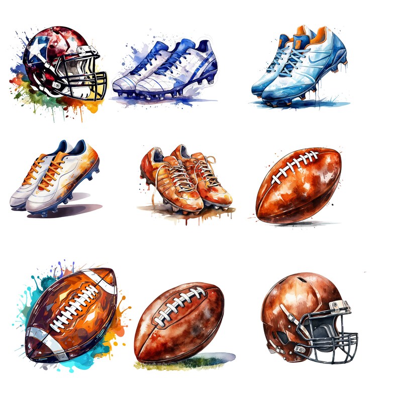 50 PNG Watercolor American Football Clipart, Soccer, Fans, Uniform ...