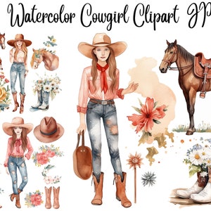 8 Cowgirl Clipart, Western Clipart, Horse Clipart, Jpgs, Digital ...