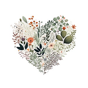 10 Boho Hearts Clipart, Floral Clipart, Jpgs, Commercial Use, Digital ...