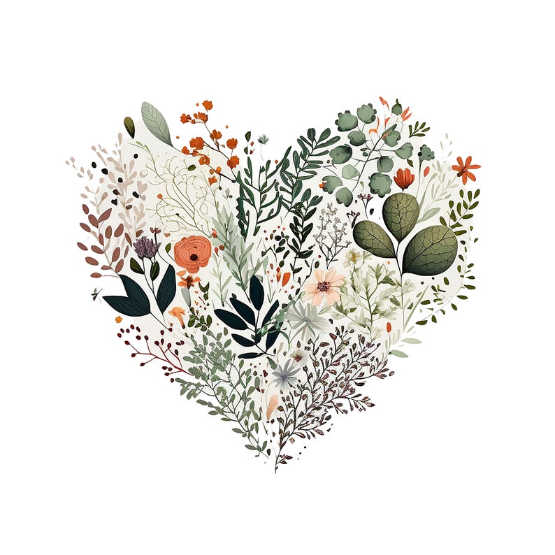 10 Boho Hearts Clipart Floral Clipart Jpgs Commercial Use - Etsy