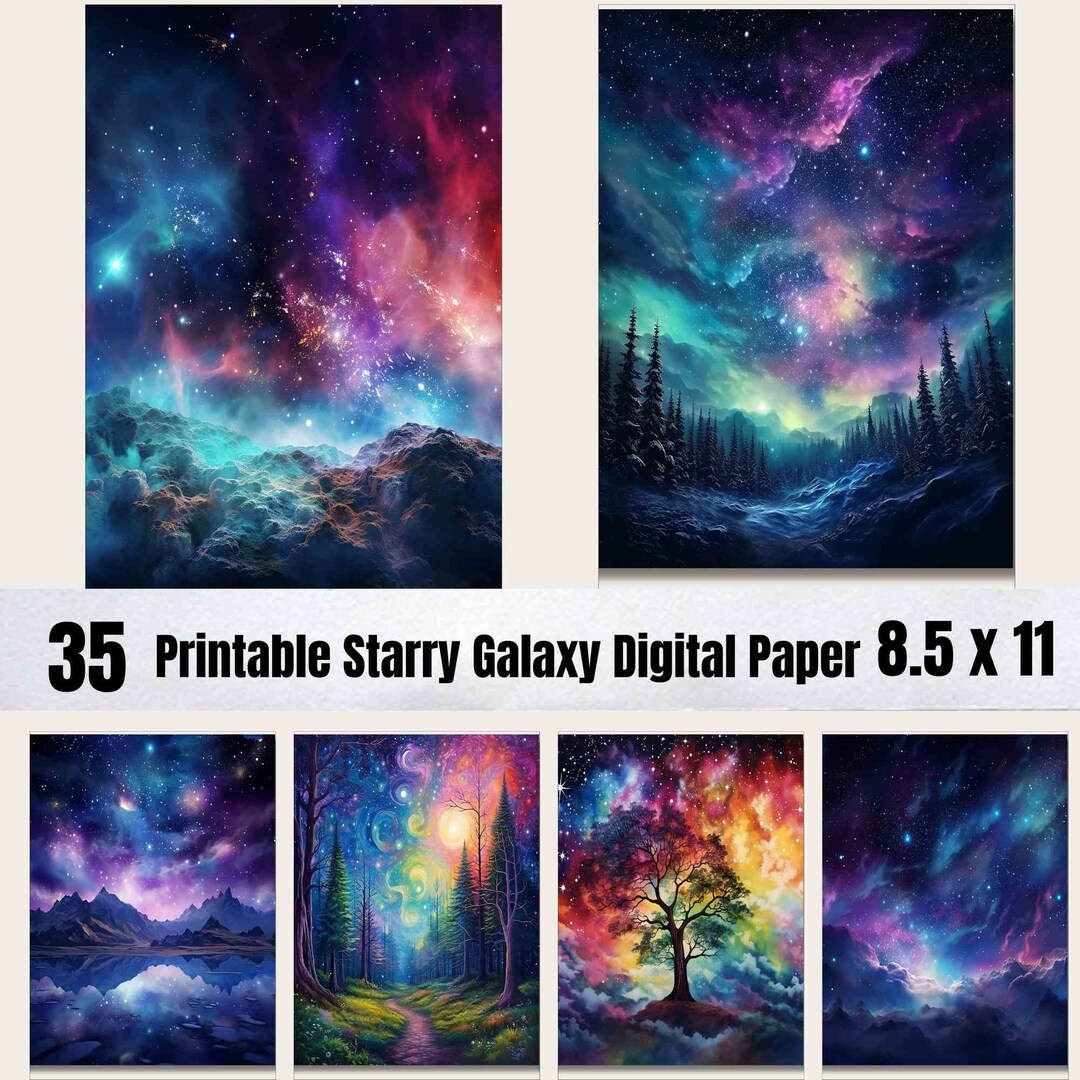 35 Printable Starry Galaxy Digital Paper,starry Night Sky Background ...