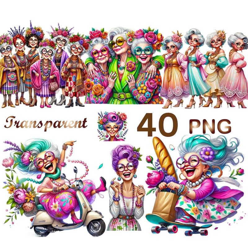 Funny Old Ladies Clipart, Old Lady Clipart, Old Woman Clipart, - Etsy
