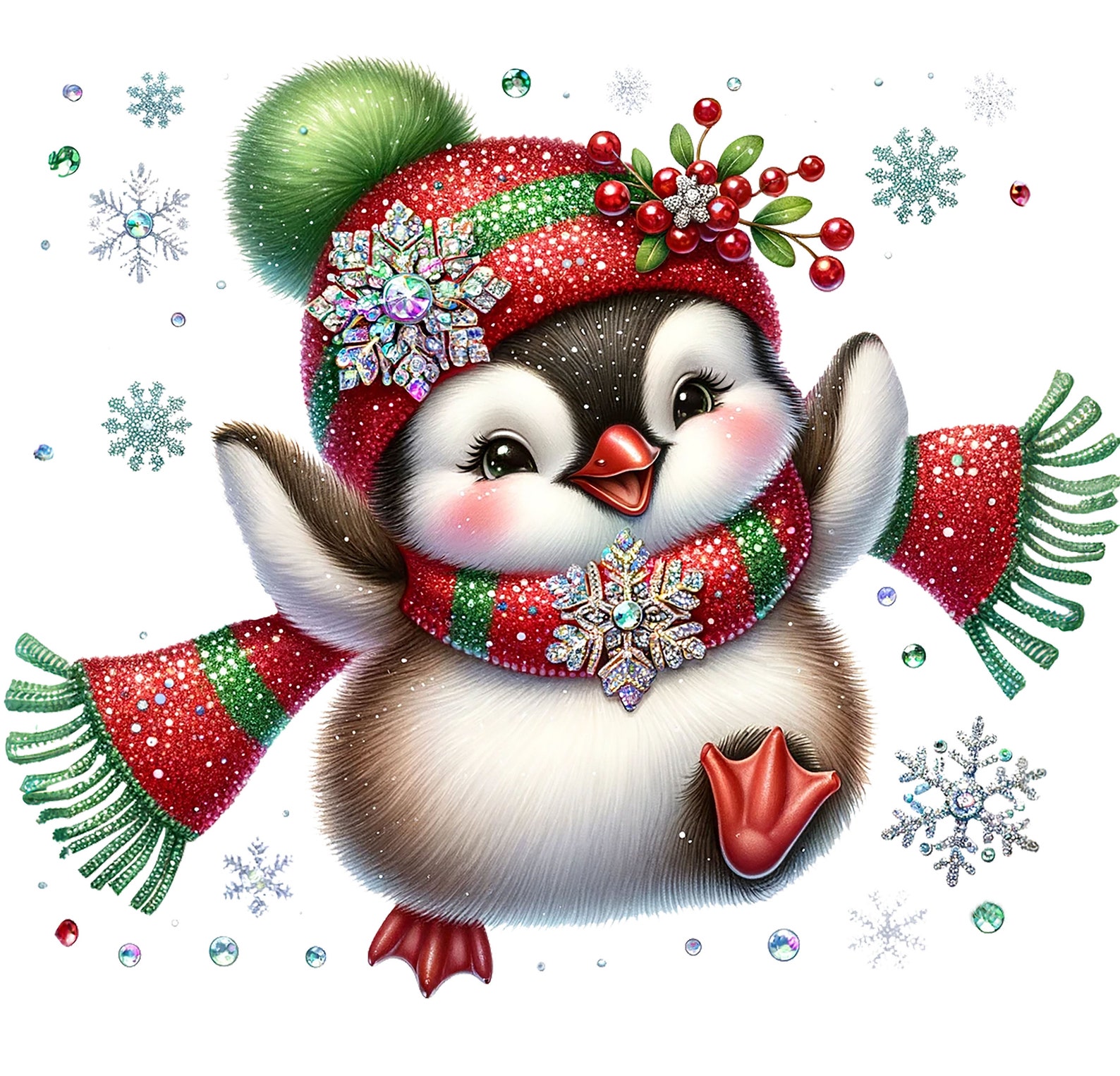 12 Winter Penguin Clipart PNG and JPG, Set 2, Christmas Penguin Clipart ...