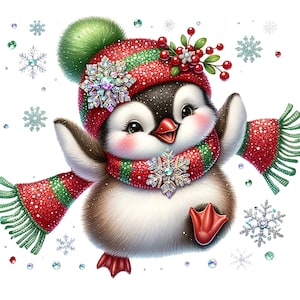 12 Winter Penguin Clipart PNG and JPG, Set 2, Christmas Penguin Clipart ...