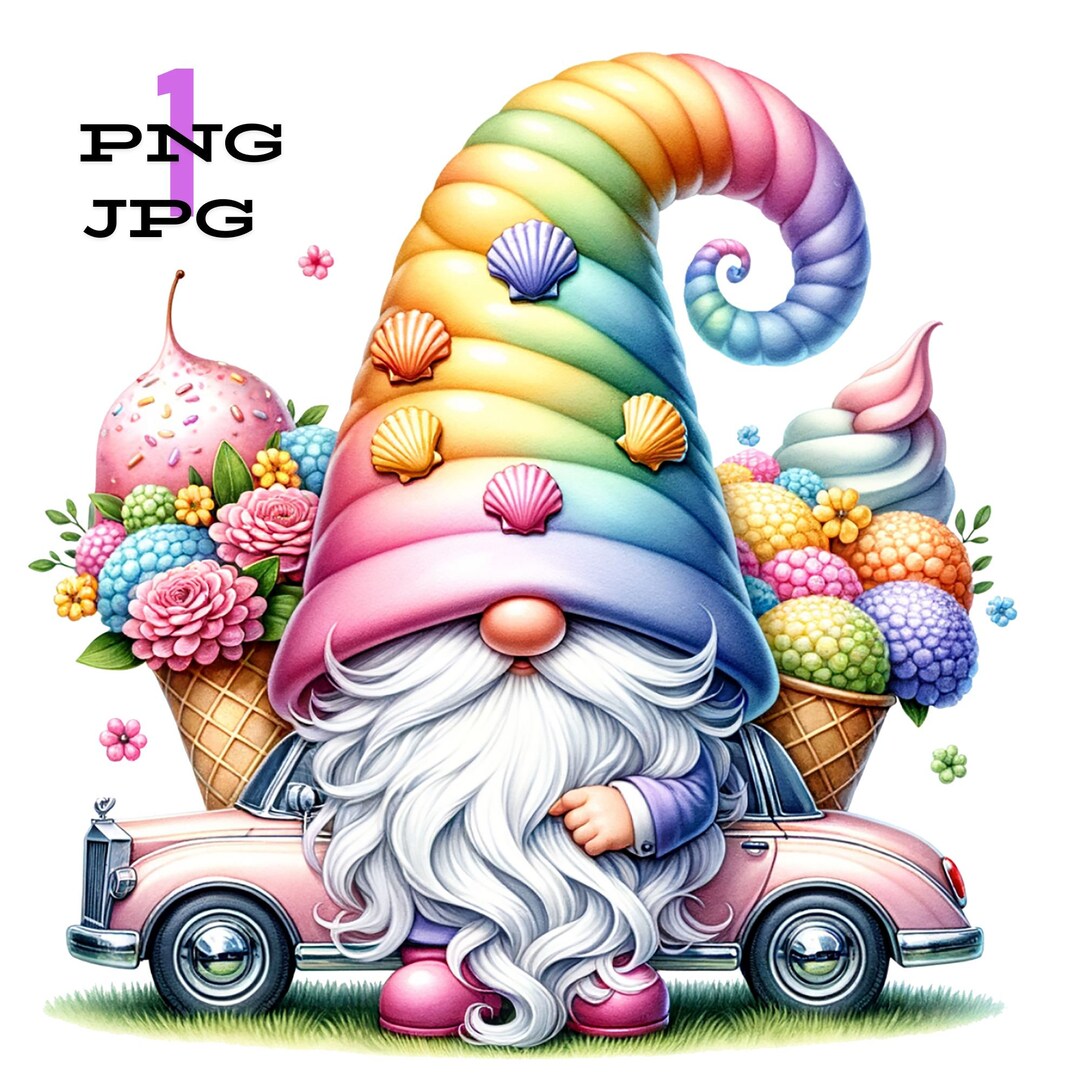 1 PNG,JPG, Summer Ice Cream Png,gnome Ice Cream Sublimation Design ...