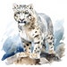 20 Winter Snow Leopard Clipart Jpgs, Printable Watercolor Clipart ...
