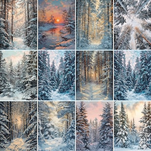 70+ Printable Winter Forest Digital Paper,jpgs, Winter Forest ...