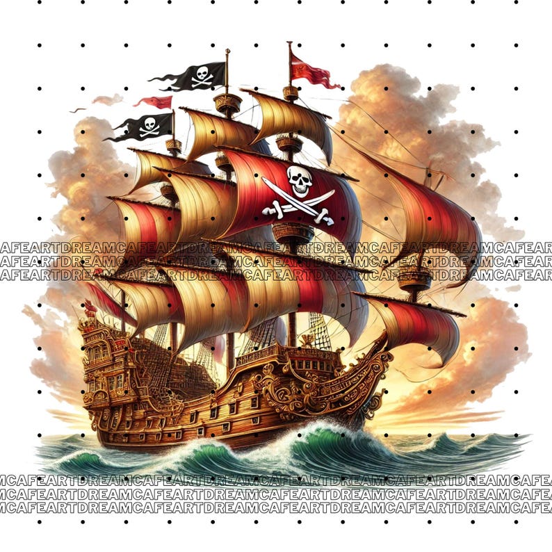 36 PNG Pirate Ship Clipart Bundle, Adventure Graphics Designs, Nautical ...