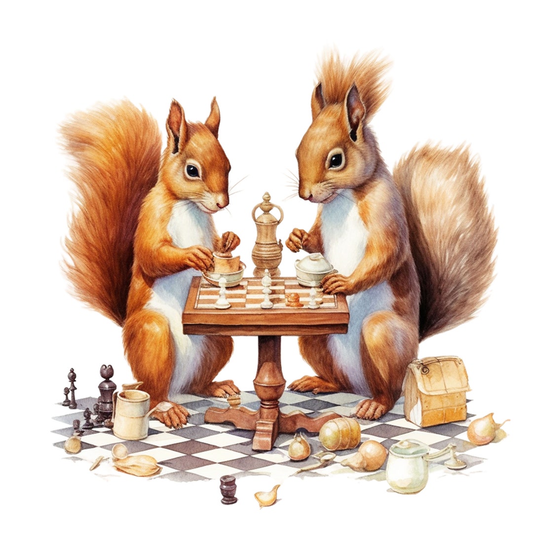 11 Watercolor Squirrel Chess Player Clipart,png,squirrel Clipart ...