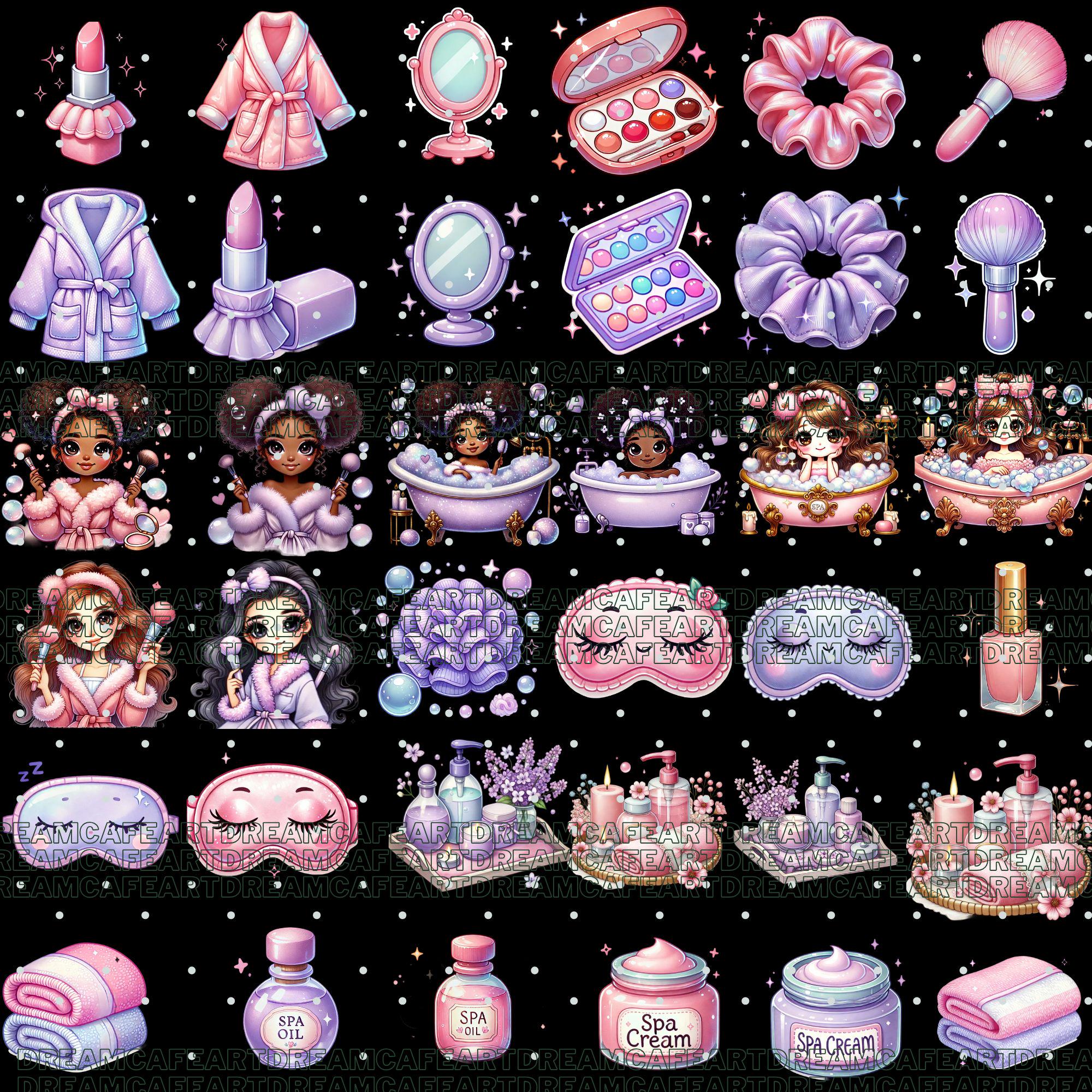 100 PNG Spa Clipart Bundle | Watercolor Spa Girls Illustrations Designs ...