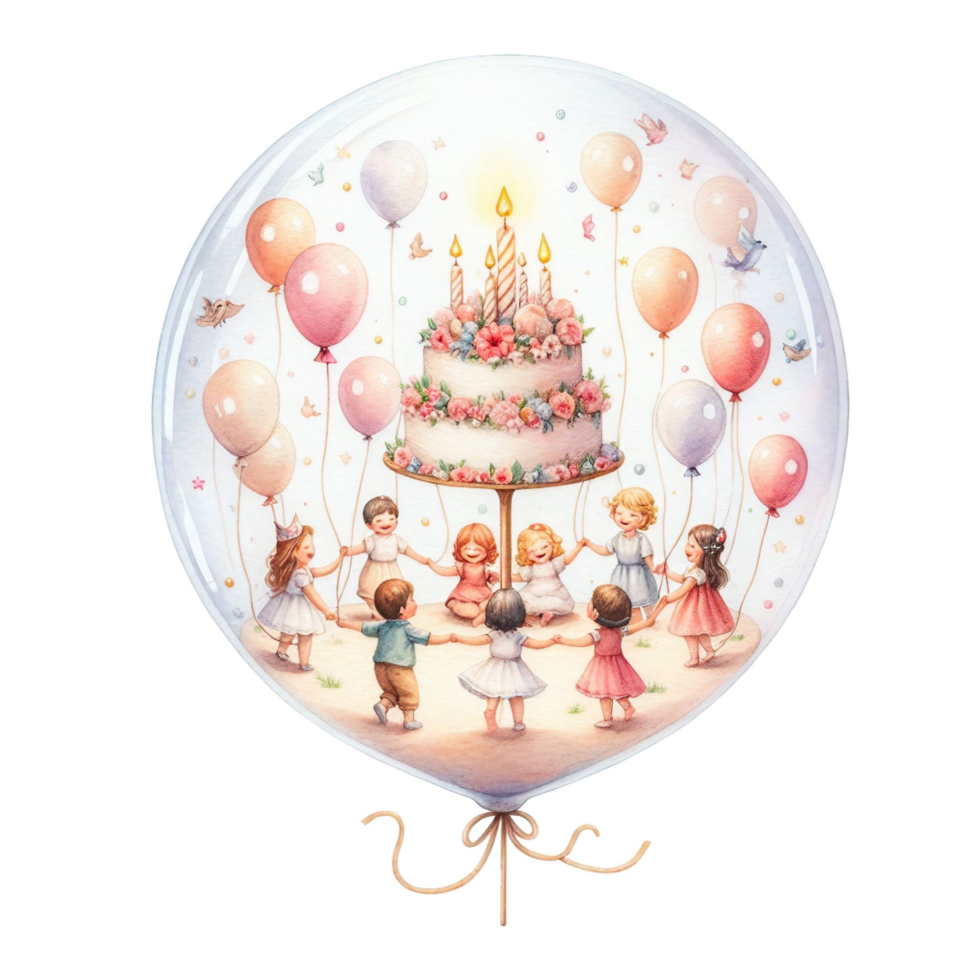 35 PNG, Happy Birthday Clipart Bundle, Celebration Balloon, Watercolor ...