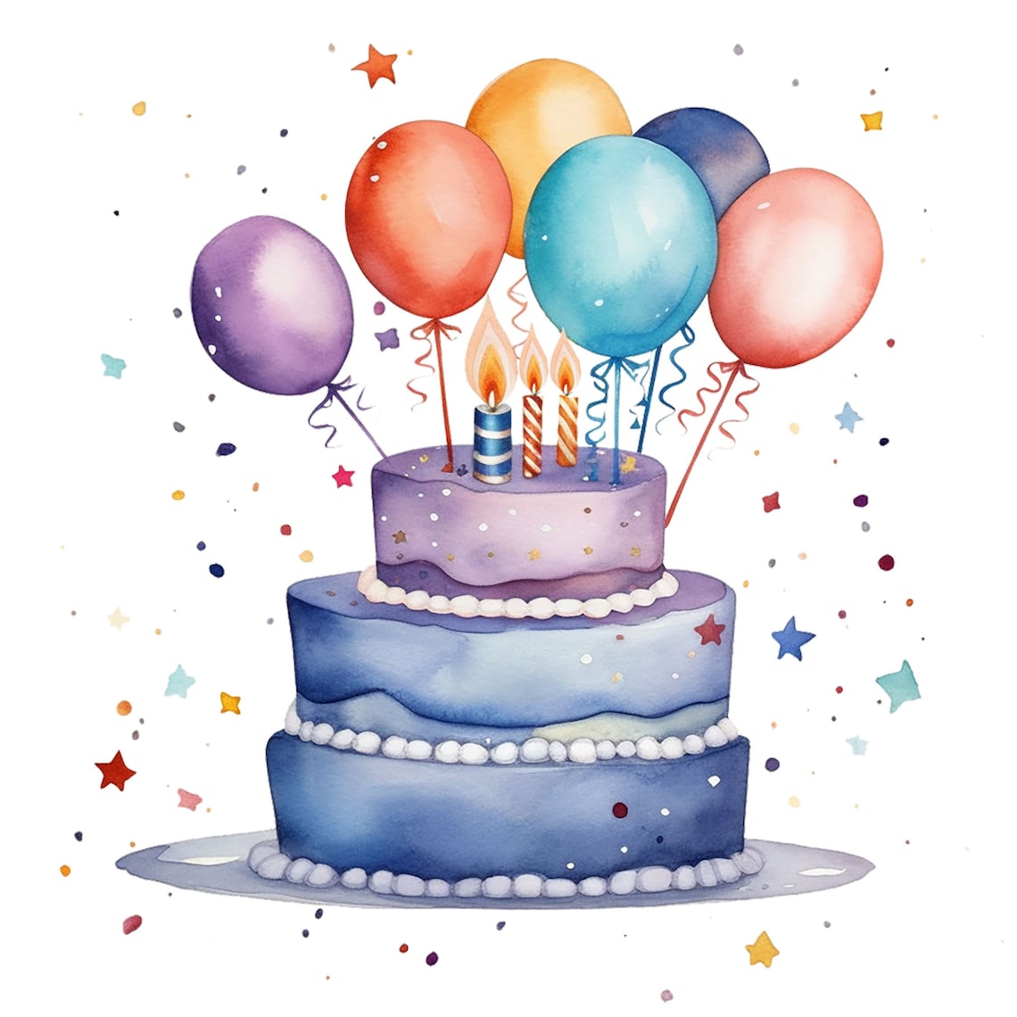 11 PNG. Watercolor Birthday Clipart, Happy Birthday Bundl, Balloons ...
