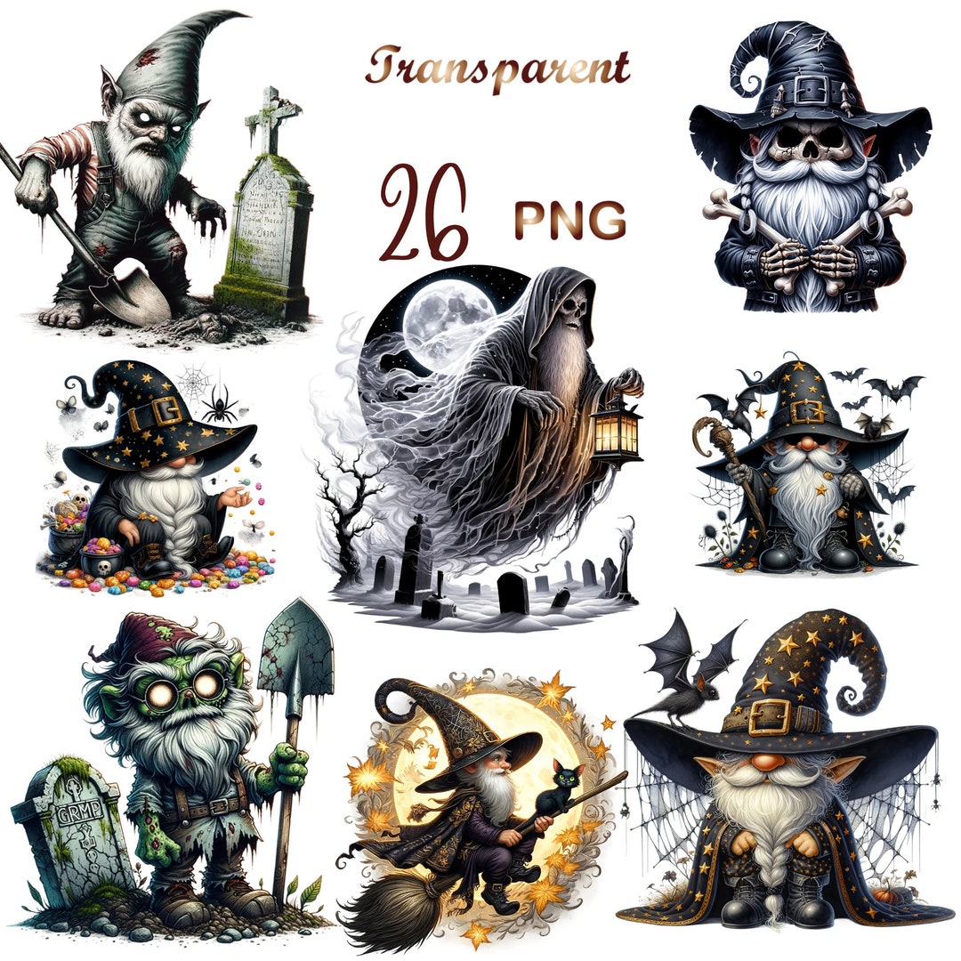 26 PNG Halloween Gnomes Clipart, Witch Gnomes,fairytale Witch Gnome ...