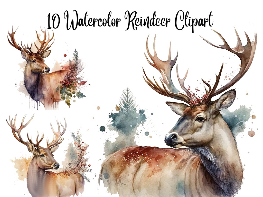 10 Stag Clipart, Reindeer Clipart, JPG, Commercial Use,digital Download ...
