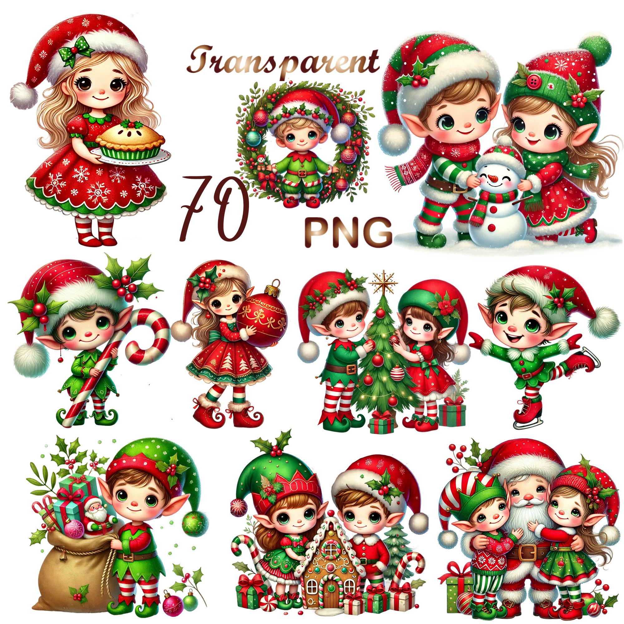70 PNG Cute Elfs Clipart Bundle, X-mas Clipart, Adorable Holiday Elves ...
