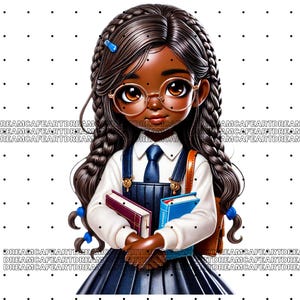 35 PNG, Black School Girls Clipart Bundle,set 1,black Cute Educational ...
