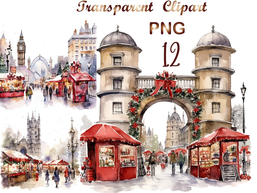 12 Watercolor Christmas Clipart PNG, Christmas Png, Watercolor ...