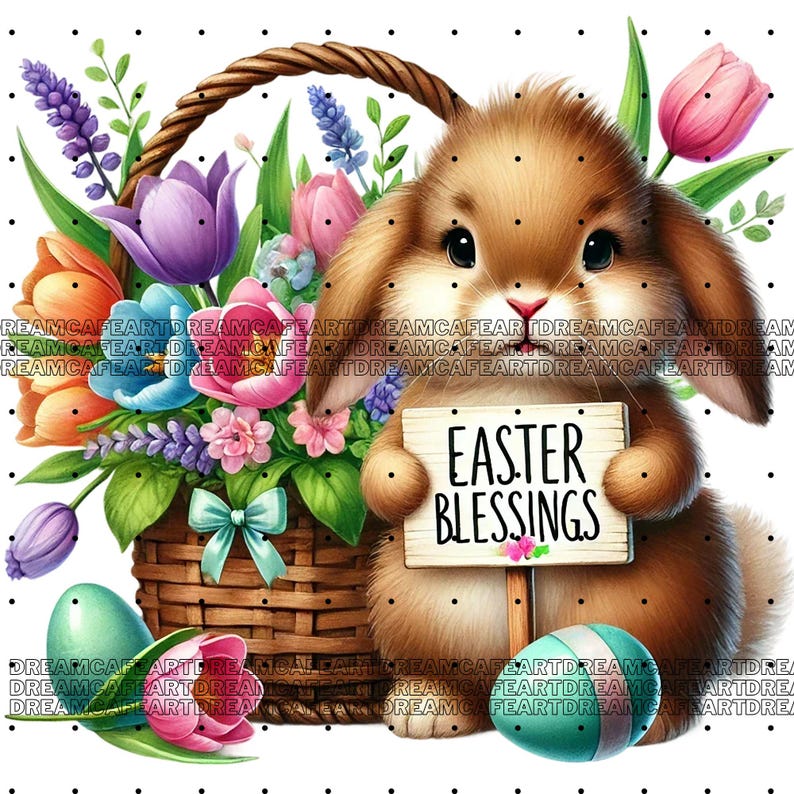 45 PNG Set 2 Easter Bunny Clipart Bundle, Spring Bunny in a Basket ...