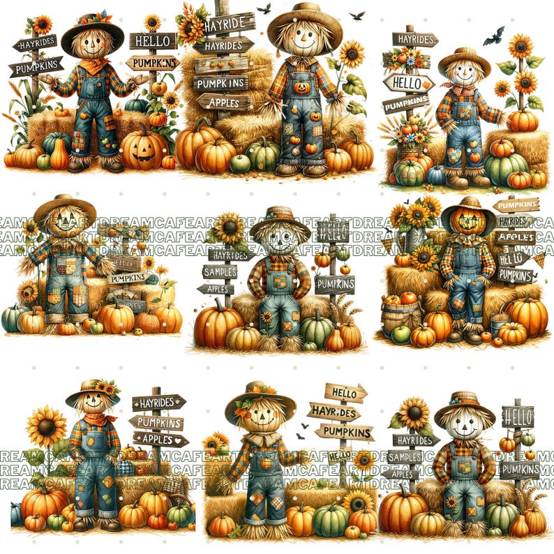 Fall Scarecrows Clipart – 62 PNG | Hello Pumpkin, Pumpkins, Autumn ...